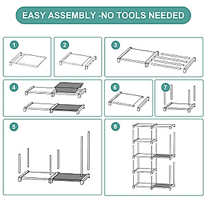 VASICAR Small Fabric Dresser with 2-Tier Side Shelf, 4 Drawers Storage Drawer Units for Bedroom, Storage Cabinet, Beside Sofa Table for Hallway Entryway