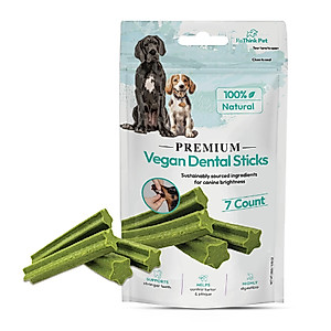 7 Pcs Premium Vegan Dental Sticks for Dogs, All Natural Dog Dental Chew, Dog Teeth Cleaning Chews, Dog Breath Treats for Dog's Oral Hygiene, Dog Chews for Cleaning Teeth, Small Dog