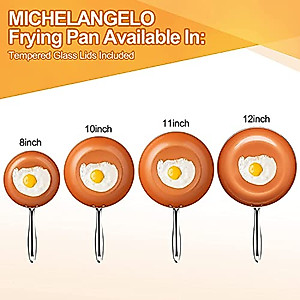 MICHELANGELO Frying Pan with Lid, Nonstick 8 Inch Frying Pan with Ceramic Titanium Coating, Copper Frying Pan with Lid, Small Frying Pan 8 Inch, Nonstick Frying Pans