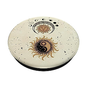 Sun Moon Phases Yin Yang Retro Mystical Tarot Card Aesthetic PopSockets Swappable PopGrip