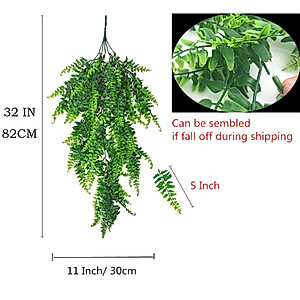 GBESTWOOW Fake Fern Artificial Hanging Ferns Outdoor Faux Hanging Greenery Plant Indoor UV Resistant Plastic Plants for Wall, Wedding Party, Holiday Decor-2Pcs
