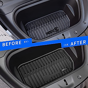 Pedigree 3D TPE Material Tesla Model Y Trunk Mat Ful Cover All Weather Rear Trunk Storage Mat Custom Fit Heavy Duty Rubber Odorless MY Accessories 2020 2021 2022(Front Trunk mats+Trunk mats+Caogo mat)