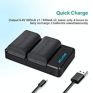 BESTON 2-Pack LP-E6 LP-E6N Battery and Charger for Canon EOS R 6D 7D 60D 70D 80D 90D, 5D Mark II III IV, 6D Mark II, 7D Mark II, 5DS R, XC10 XC15 Camera
