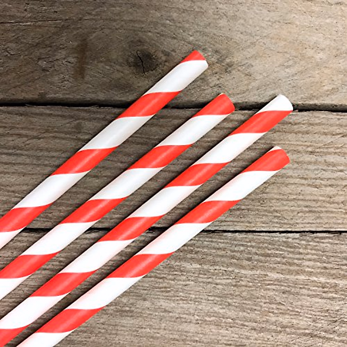 Red and White Striped Paper Straws - Valentine 4th of July Birthday Party Supply 7.75 Inches - Pack of 100 - Outside the Box Papers Brand