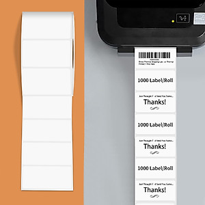 OausTect 2.25" X 1.25" Thermal Label, Perforated Sticker for Barcode and FBA Address, Adhesive Shipping Label, Compatible with Rollo and Zebra Desktop Printers, 12 Rolls, 12000 Labels
