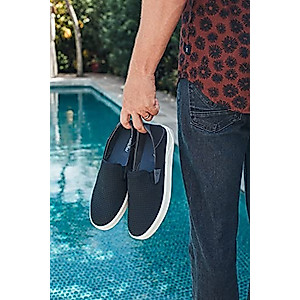 OLUKAI Lae'ahi Men's Slip On Sneakers, Lightweight Barefoot Feel & Breathable Mesh, Water Resistant Heel & Wet Grip Rubber Soles, Removable Gel Insert, Blue Depth/Blue Depth, 9.5