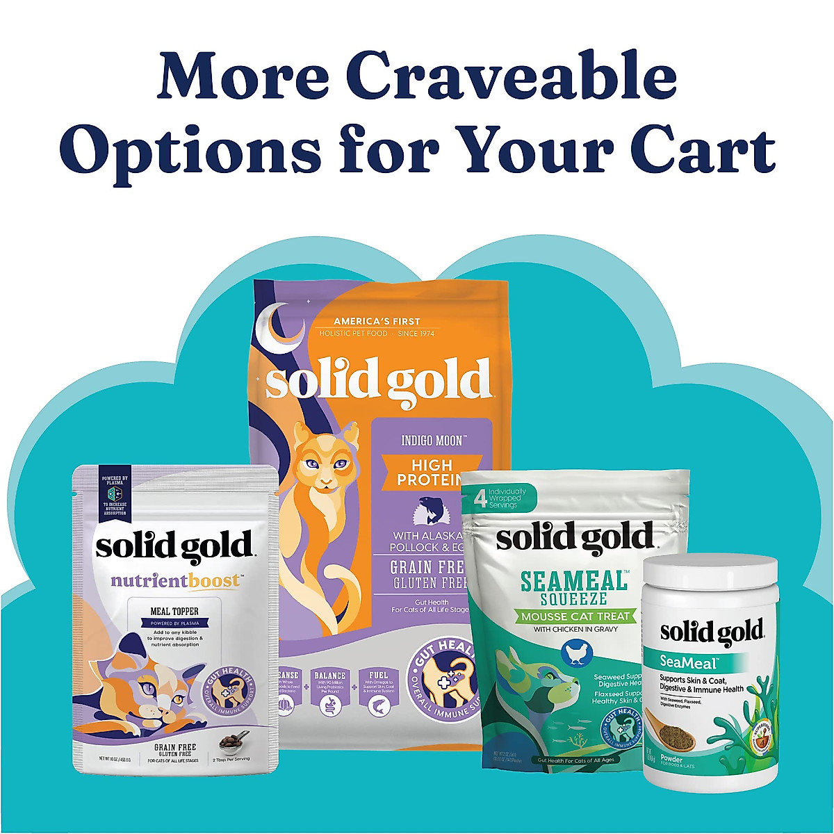 Solid Gold Wet Cat Food Shreds in Gravy - Canned Cat Food Made w/Real Tuna - Five Oceans Grain Free - 24ct/3oz Can