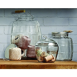 Anchor Hocking 1 Gallon Glass Barrel Jar with Lid (2 piece, brushed metal, screwable)