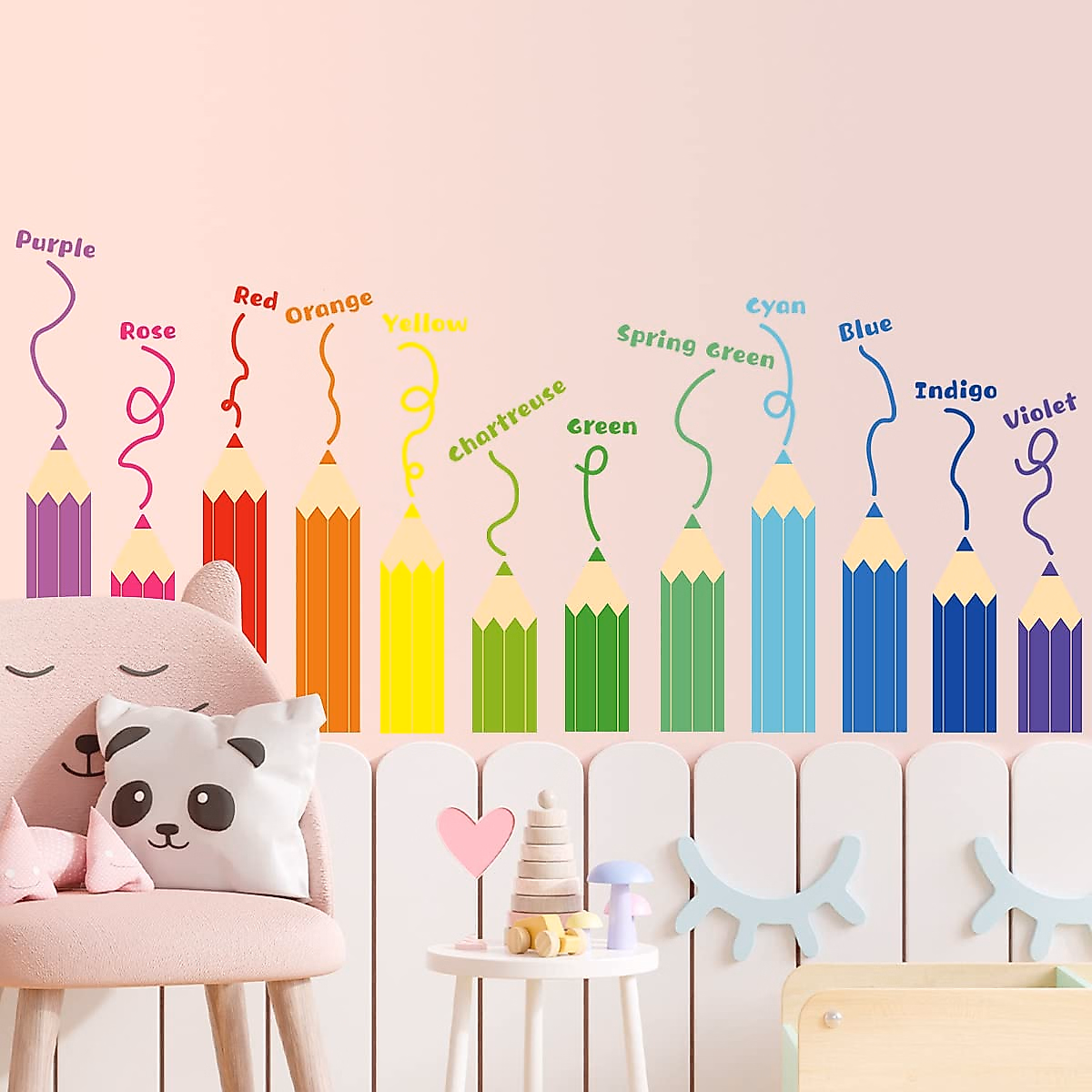 Multicolor Crayons Wall Decal Colorful Inspirational Wall Stickers DIY PeeI and Stick Pens Wall Decals Nursery Wall Sticker for Babys Kids Bedroom Living Room Classroom Office Kitchen Playroom Home
