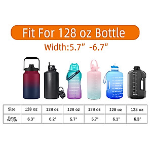 AceTreker 64/87/128 oz Neoprene Water Bottle Sleeve, Half Gallon/One Gallon Sling Carrier Bag for Vacuum Metal Steel Water Jug with Adjustable Shoulder Strap, Paracord Handle and 2 Pocket-Green