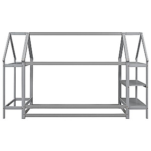 Harper & Bright Designs Twin House Floor Bed with 2 Detachable Stands, Wood Twin Floor Bed for Kids, Montessori Beds, Playhouse Bed, Twin Size Bed Frame for Girls, Boys (Gray)