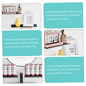 WOONEKY Shelf Wall Makeup Organizer Bathroom Storage Adhesive Shower Bathroom Item Container Black Hanging Shelves Black Storage Shelves Black Container Ledge Aluminum Alloy Corner