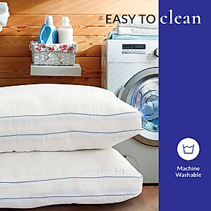 Royale Linen Pillows Queen Size Set Of 2 - Bed Pillows for Sleeping - Gusseted Pillow for Back, Stomach or Side Sleepers - Down Alternative Queen Pillows - Soft Hotel Quality (20x30 Inches, Pack Of 2)