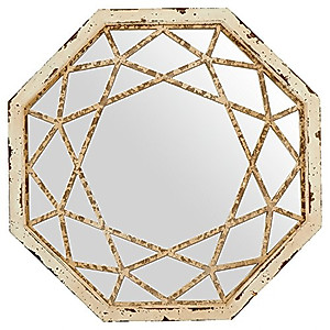 Amazon Brand – Stone & Beam Vintage-Look Octagonal Hanging Wall Mirror Decor, 25.5 Inch Height, Antique White