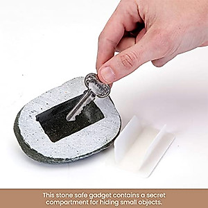 Bits and Pieces - Hide-A-Key Stone Safe Gadget - Fake Rock Spare Key Hider - Weather Resistant Yard Decorations - Decorative Garden Stones