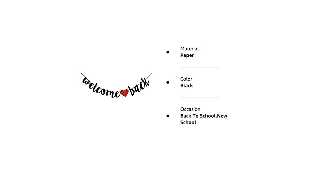 Welcome Back Black Banner for School & Party Decorations
