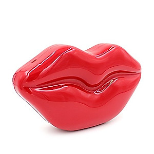 Women Acrylic Lips-shaped Evening Bags Purses Clutch Vintage Banquet Handbag (Red) Medium
