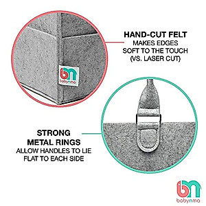 Babynma Felt Diaper Caddy - Extra Large Storage for Baby and Toddler Items - Portable Organizer Easily Holds Diapers, Wipes, Clothing, Burp Cloths, Toys, Bottles - Useful for Nursery, Bedroom, Living Room, Car - Baby Shower and Registry Gift - Grey