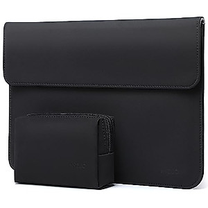 HYZUO 13.3-14 Inch Laptop Sleeve Case Compatible with MacBook Pro 14 M2/M1 Pro/Max A2779/A2442 2021-2023, MacBook Air 13 Inch 2010-2023, Faux Suede Leather Case with Accessory Bag, Black