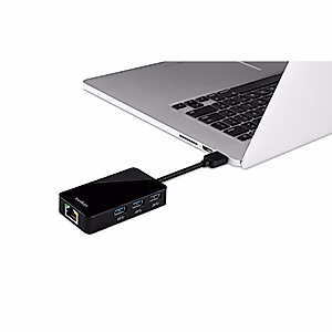 Belkin USB 3.0 Hub w/ 3 USB Ports & Gigabit Ethernet - USB Splitter - USB Hub 3.0 - USB Docking Station - Ethernet Adapter for Laptop - USB Adapter - USB Hub for Laptop - USB Ethernet Adapter - Black