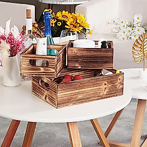 Wooden Crate Stackable Decorative Wood Crates set of 3 for Storage Display Rustic Nesting Box Basket Home Decoration Boxes Container Bin with Cutout Handles Farmhouse Decor with Natural Wood Aroma