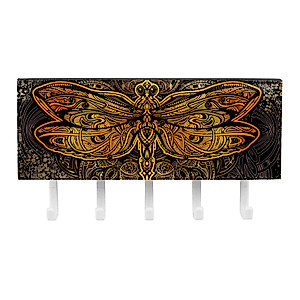 Coat and Hat Hook Rail Wall Hooks, Leather Hook Rack Wall Mounted, Hooks for Hanging Towel Key Purse Kitchenware Dragonfly