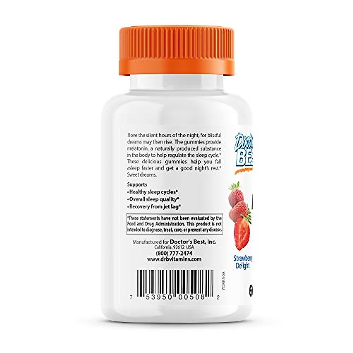 Doctor's Best Melatonin Gummies- 5 mg per Serving, Helps Promote Healthy Sleep, Jet Lag, 60 Count