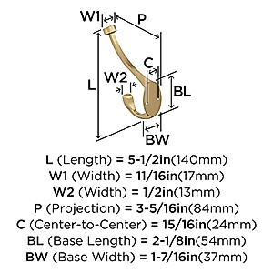 Amerock H55465CZ | Adare Double Prong Decorative Wall Hook | Champagne Bronze Hook for Coats, Hats, Backpacks, Bags | Hooks for Bathroom, Bedroom, Closet, Entryway, Laundry Room, Office