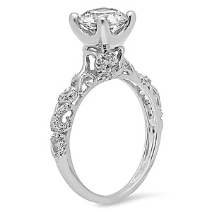 Dazzlingrock Collection Sterling Silver White Cubic Zirconia Split Shank Engagement Ring 2 1/2 CT, Size 7