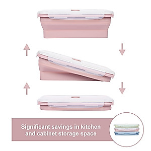 KIGI 【3 PACK】 18.6OZ Collapsible Small Bento Box Food Storage Containers with Lids Airtight Meal Prep Containers,BPA FREE,Microwave Safe