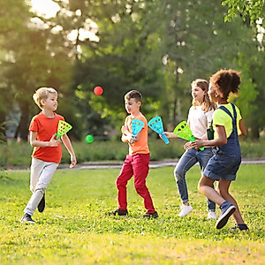 Duckura Outdoor Indoor Game Activities for Kids, Pop-Pass-Catch Ball Game with 4 Catch Launcher Baskets and 24 Balls, Birthday Party Favors Gifts Summer Beach Sport Toys for Kids Age 5 6 7 8 9+