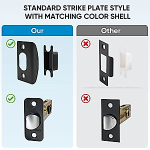 TICONN 5Pk Door Handle Heavy Duty, Reversible Square Door Lever for Bedroom, Bathroom and Rooms (Black, Passage, 5 Pack)