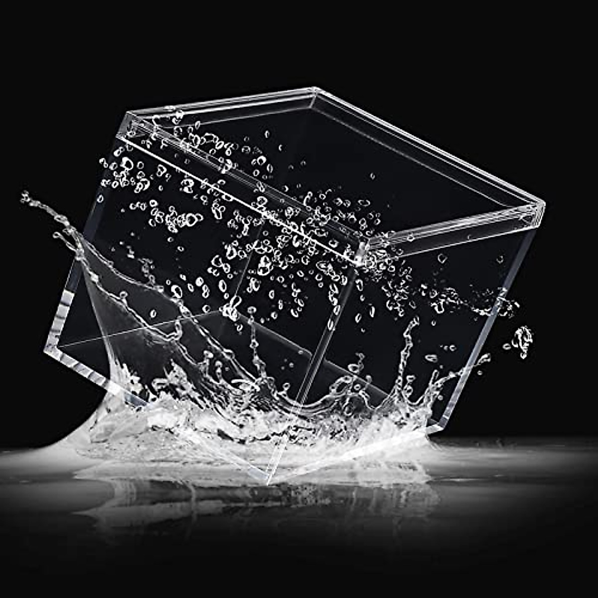 Dayaanee Clear Acrylic Box with Lid, 2 Pack Plastic Square Cube Containers Storage Box 6.7x3.9x5.3Inch/170X10X135mm for Candy Pill and Tiny Jewelry