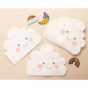 BLUE PANDA White Cloud Paper Napkins for Baby Shower (6.3 x 5.1 In, 50 Pack)