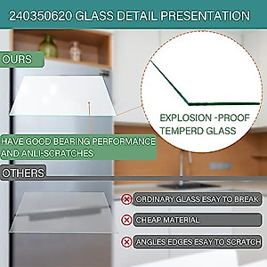 240350620 Glass Shelf 23.67in*16.14in Compatible with crosley, frigidaire, kelvinator, kenmore, white-westinghouse Refrigerator,Replaces PD00000513, 240350656, 240443904, 241711227, 891122, AP2115933