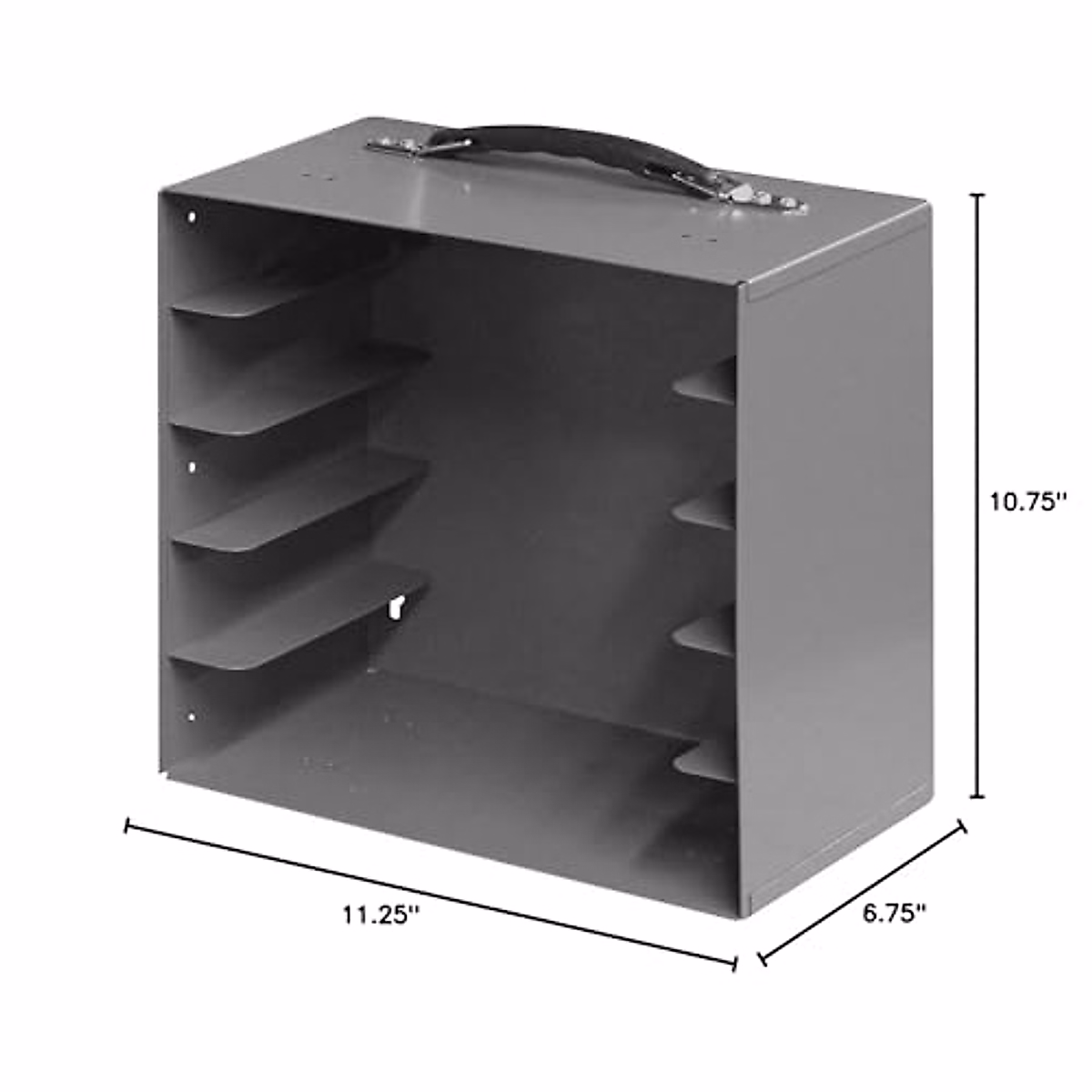Durham 290-95 Gray Cold Rolled Steel Rack for 5 Small Plastic Compartment Boxes, 11-1/4" Width x 10-3/4" Height x 6-3/4" Depth