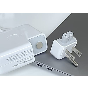 Grounded Duckhead for Apple Mac - No Tingling or Buzzing! - AC Wall Adapter Plug Duck Head 3-pin US Charger for MacBook/iPhone/iPod AC Power Adapter with Ground Prong - Won't Slip from Outlet