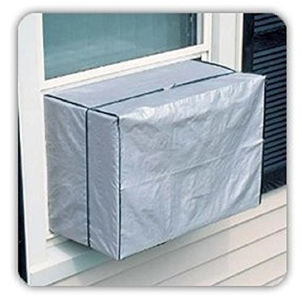 Dependable Industries Vinyl Outside Window Unit AC Air Conditioner Cover with Straps Keep Dirt and Dust Out in The Off Season (Silver - 25.5" x 17" x 20.5")