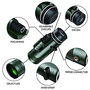 80x100 Monocular-Telescope High Powered Monocular for Adults Monocular for Smartphone Adapter Monocular Telescope Hunting Wildlife Bird Watching Travel Camping Hiking