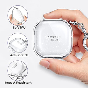 AhaStyle Compatible with Samsung Galaxy Buds 2 Pro Case/Galaxy Buds 2 Case/Galaxy Buds Pro Case/Galaxy Buds Live Case Transparent Cover [Anti-Yellowing] (Shine)