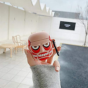 Used forAirpods 1&2 Charging Case Cover , Cute Cartoon Anime AirPods Case ,Silicone Airpods Cover with Keychain (Titan)