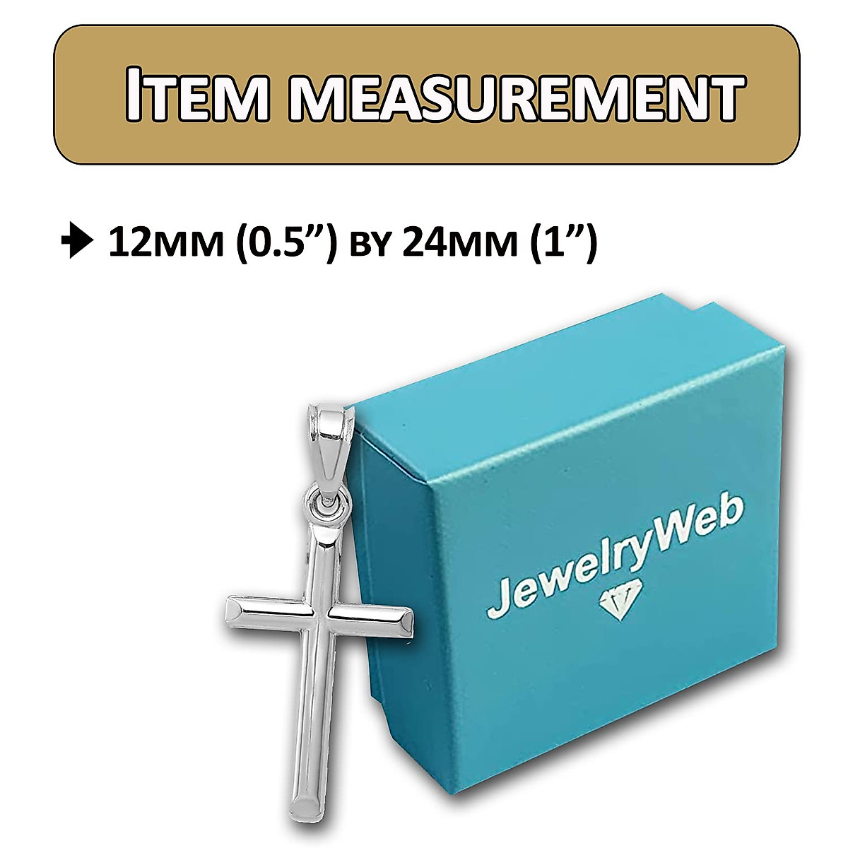 Jewelryweb 14k Gold Small Polished Passion Cross Pendant – 12mm x 24mm – white gold, yellow gold necklace (14k White)