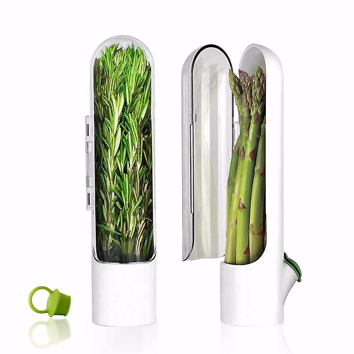 Cilantro Containers for Refrigerator, 2pcs Fresh Herb Keeper, Herb Saver Best Keeper for Freshest Produce, Clear Herb Storage Container Glass for 2-3 Weeks for Cilantro, Mint, Parsley, Asparagus