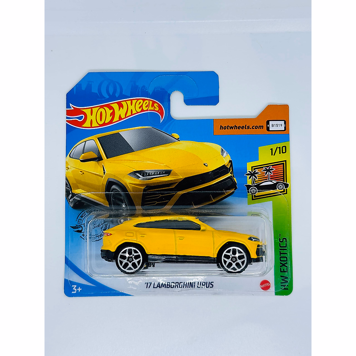 Hot Wheels - '17 Lamborghini Urus - Yellow - HW Exotics 1/10 - Rare Short Card