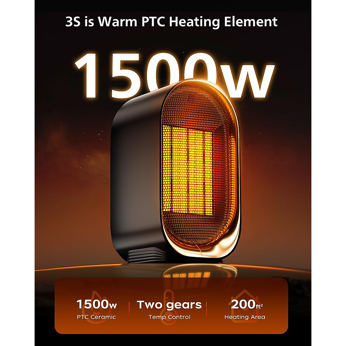 LINFOX Space Heater, 1500W Portable Heaters for Indoor Use for Office, Energy Saving Mini Desk Heater, Overheating & Tip-Over Protection Small Heater Suitable for Offices, Homes, Holiday Gifts(Black)