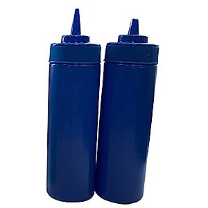 Blue BPA Free Food Prep 12 oz Plastic Condiment Squeeze Bottle for Hot Sauces Condiments Dressings (2)