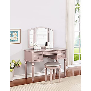 BOBKONA PDEX- Croix Collection Vanity Set With Stool, Rose Gold