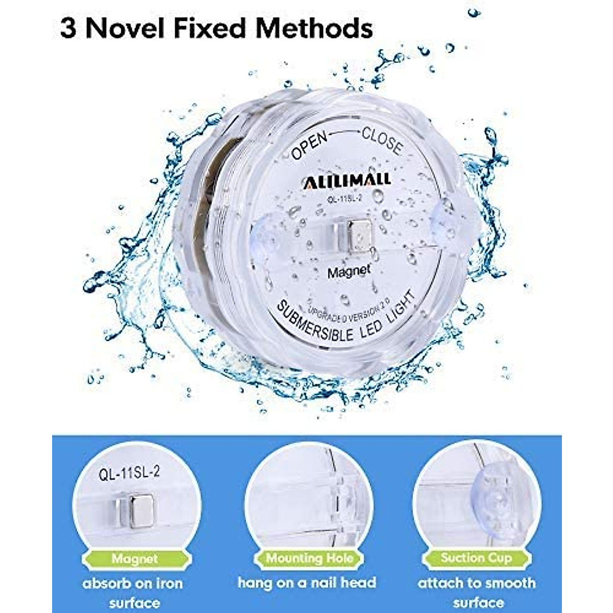 Alilimall Submersible LED Lights, 3.3'' Pool Lights Underwater Waterproof Pond Lights, AA Battery Puck Lights with Remote Magnet Suction Cup for Hot Tub Bathtub Shower Spa Vase Base Christmas Party