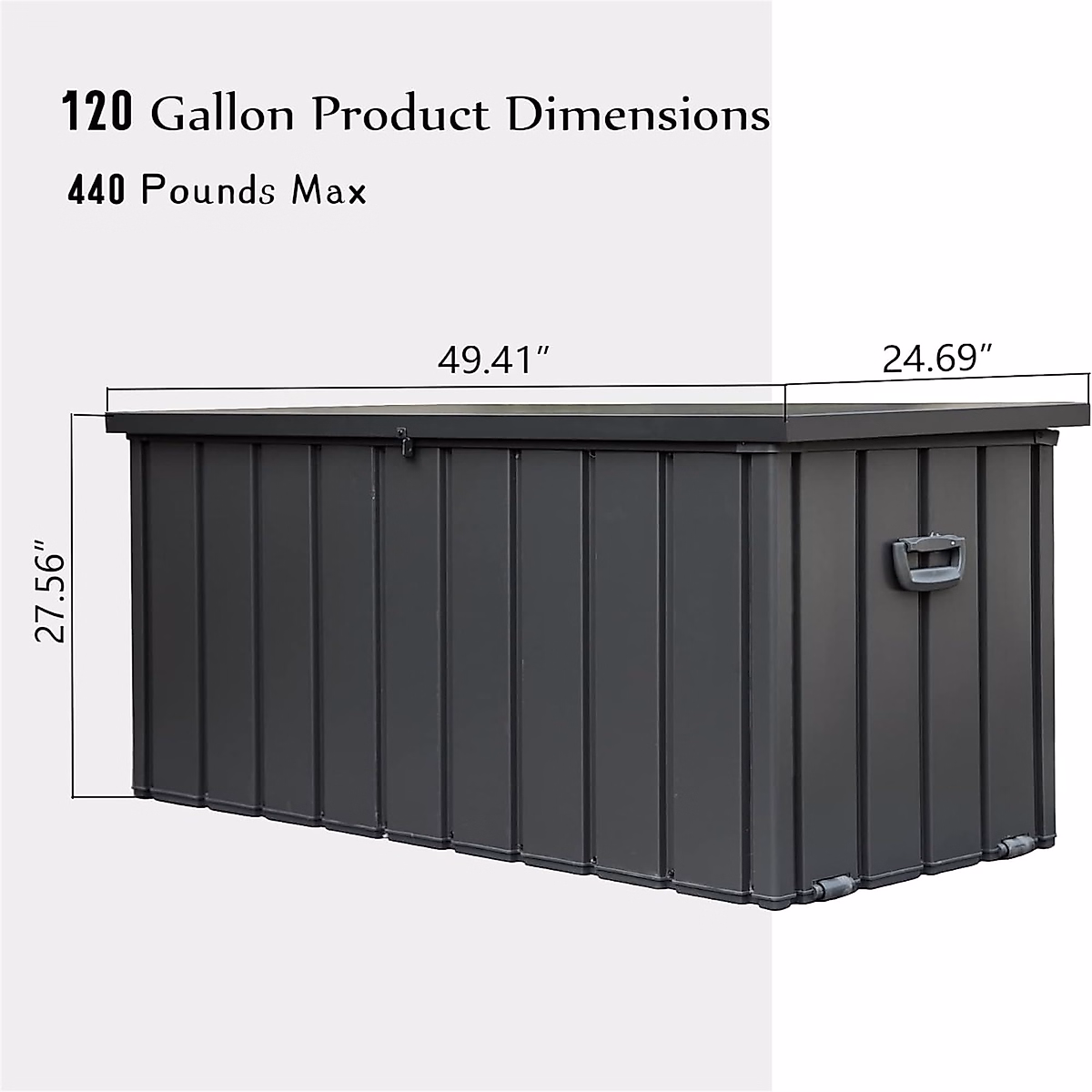 120 Gallon Deck Box Large Steel Outdoor Storage Box Lockable Deck Storage Container for Patio Furniture Cushions Garden Tools Pool Supplies Dark Gray