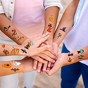 298 PCS Halloween Temporary Tattoos for Kids，Halloween Assorted Treat or Trick Halloween Fake Tattoo Stickers for Boys Girls Goody Bag Stuffers Prizes Party Favors